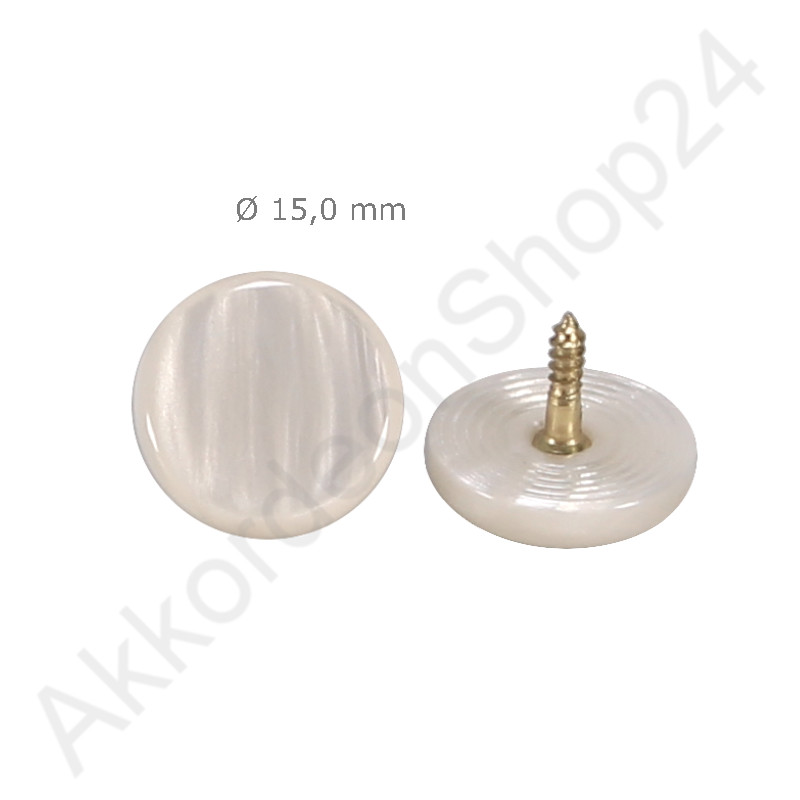 Accordion Treble button for button 15,0mm flat pearl white