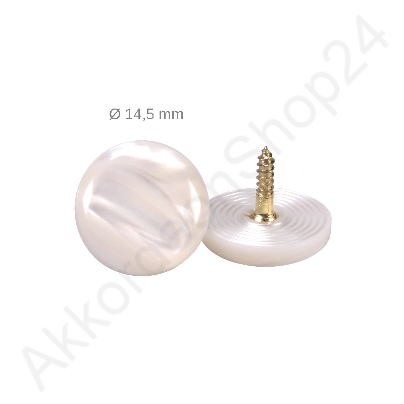 Accordion treble button 14,5mm white pearl