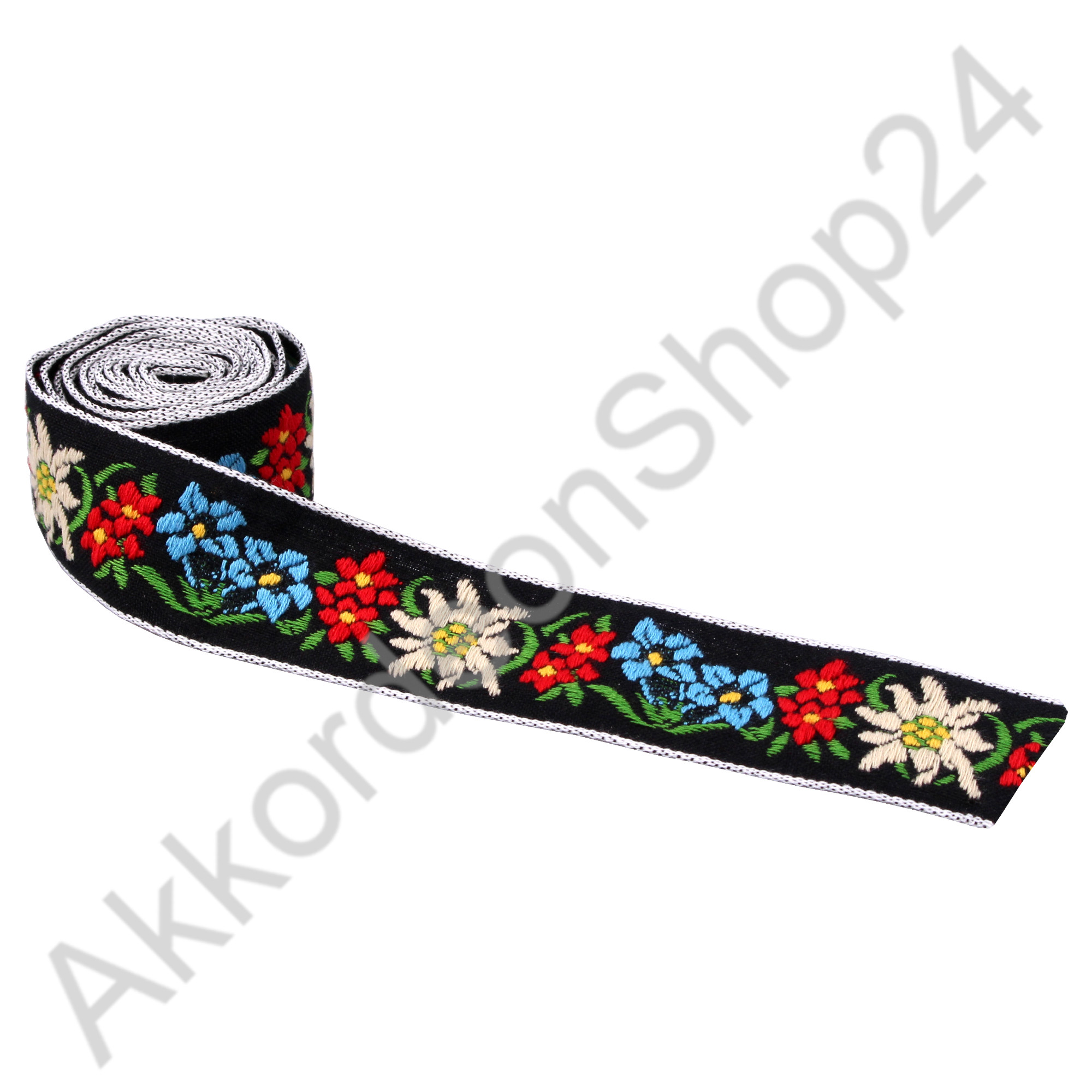 Black strap edelweiss design 24mm